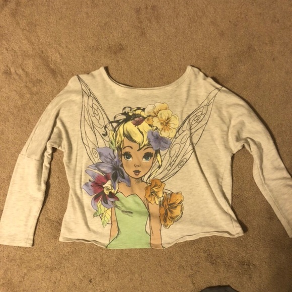 Disney | Tops | Tinkerbell Cropped Long Sleeve Tee | Poshmark